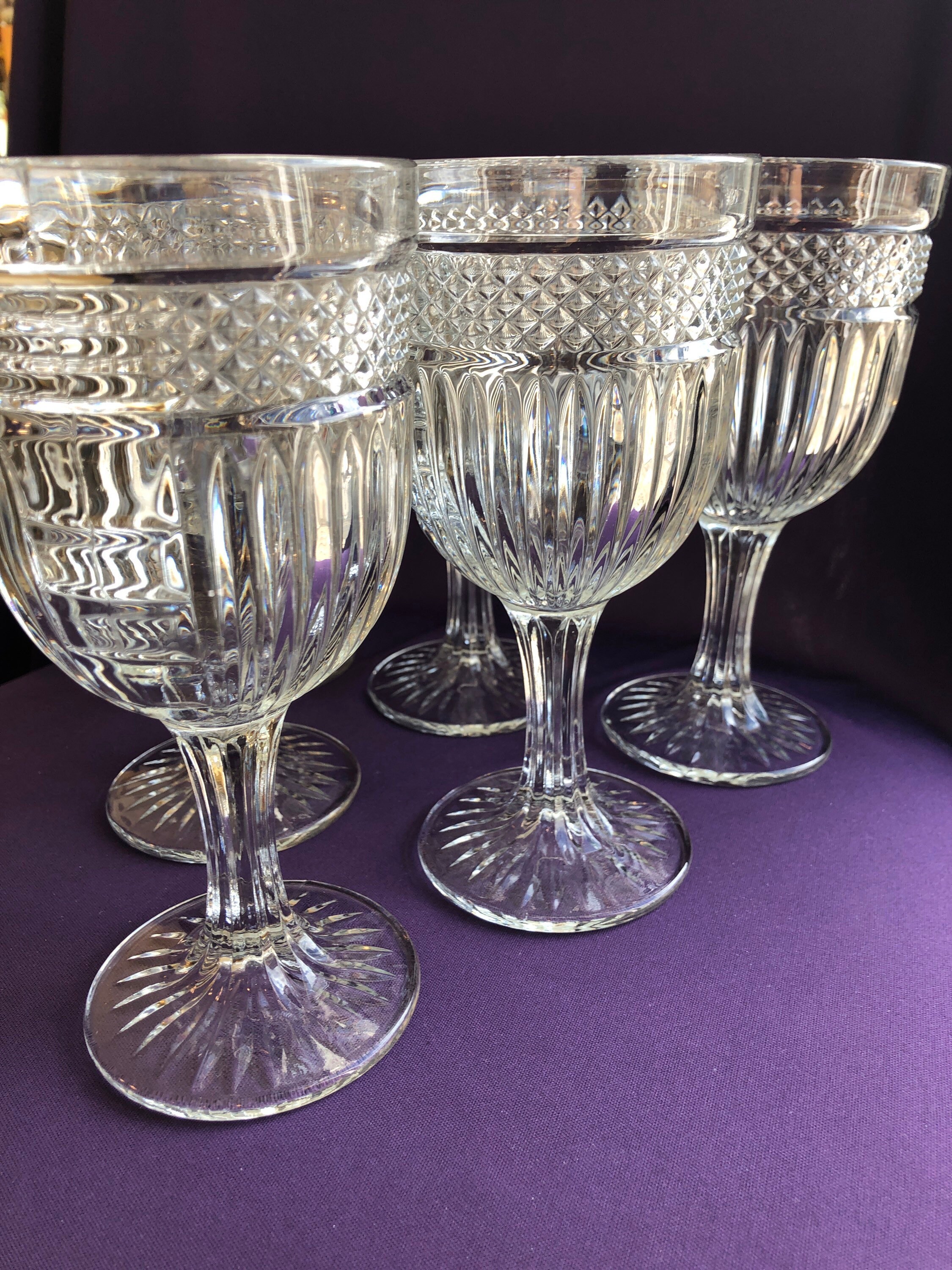 Set of 6 Vintage Clear Glass Goblets - Etsy