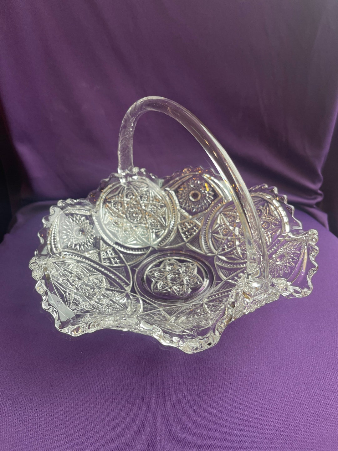 Vintage Clear Glass Basket - Etsy