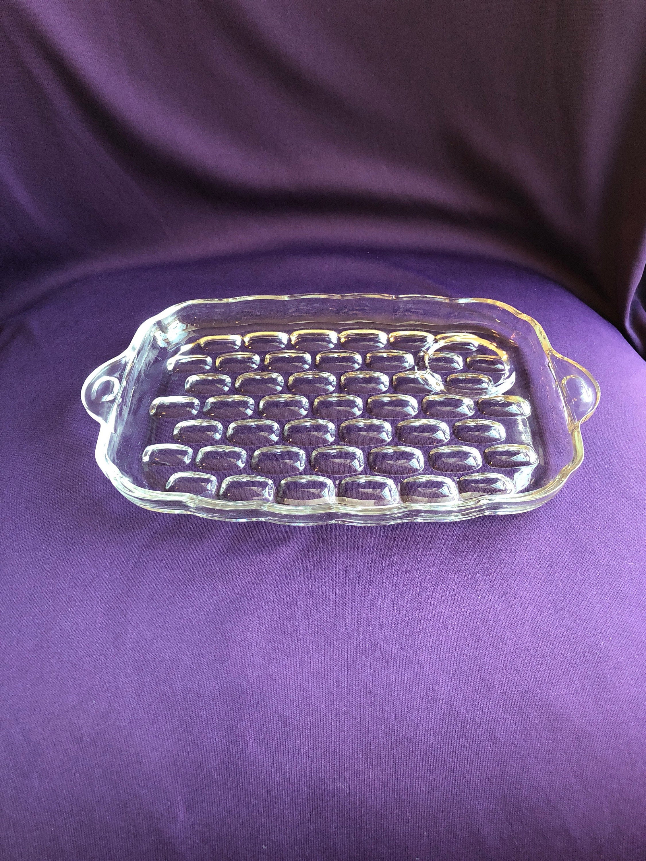 Vintage glass tray repurpose as bathroom vanity tray | Etsy