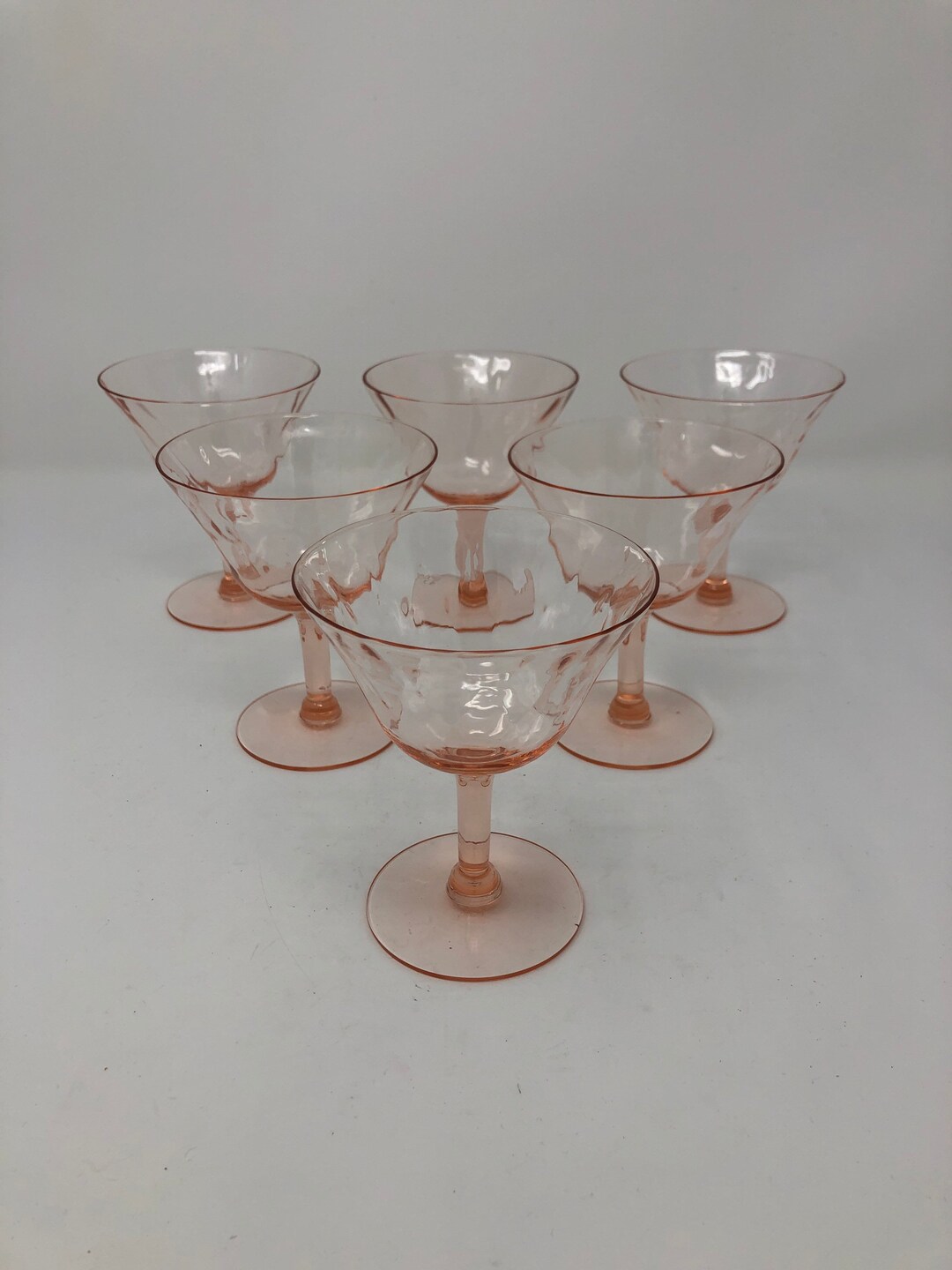 Vintage Set of 6 Pink Glass Dessert Cups / Cocktail Glasses - Etsy