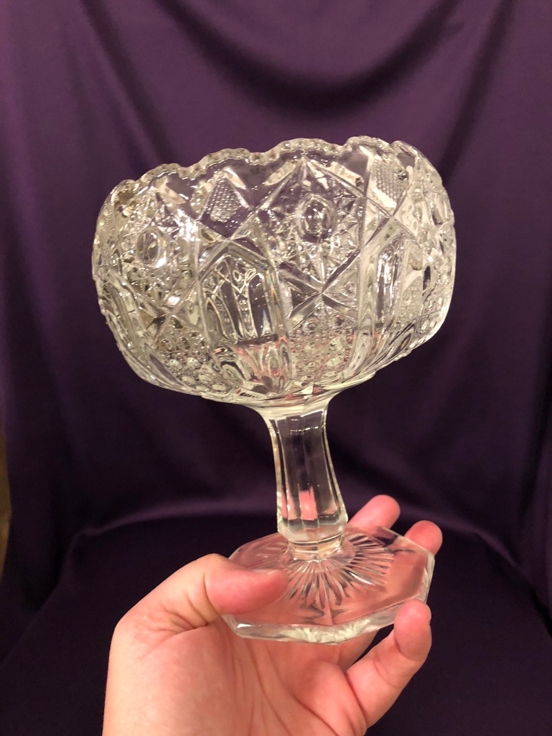 Vintage Clear Glass Rose Bowl Pedestal Compote - Etsy