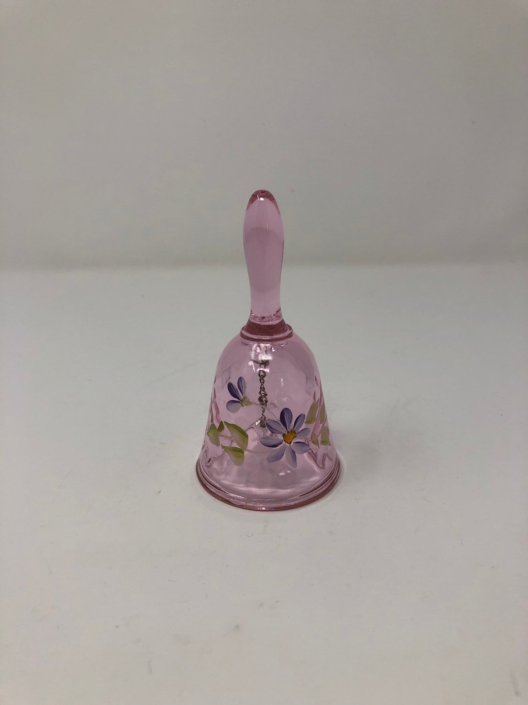 Vintage Fenton Pink Glass Bell: Handpainted Floral Design - Etsy