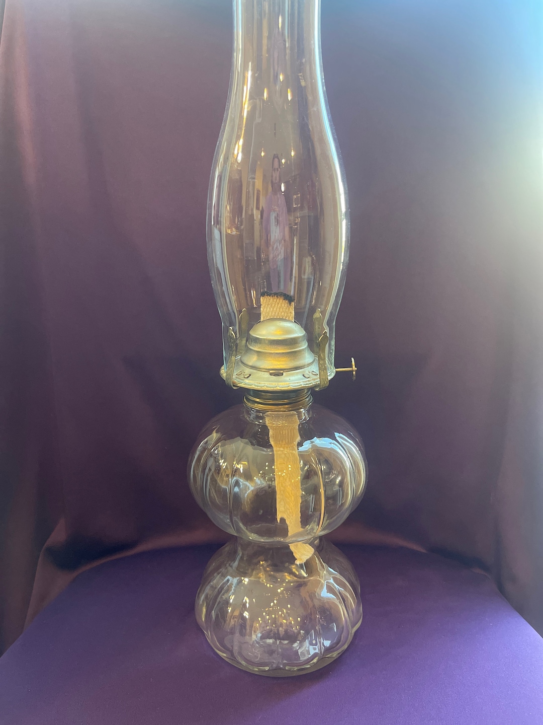 Vintage Glass Oil Lamp, Tall /large Size - Etsy