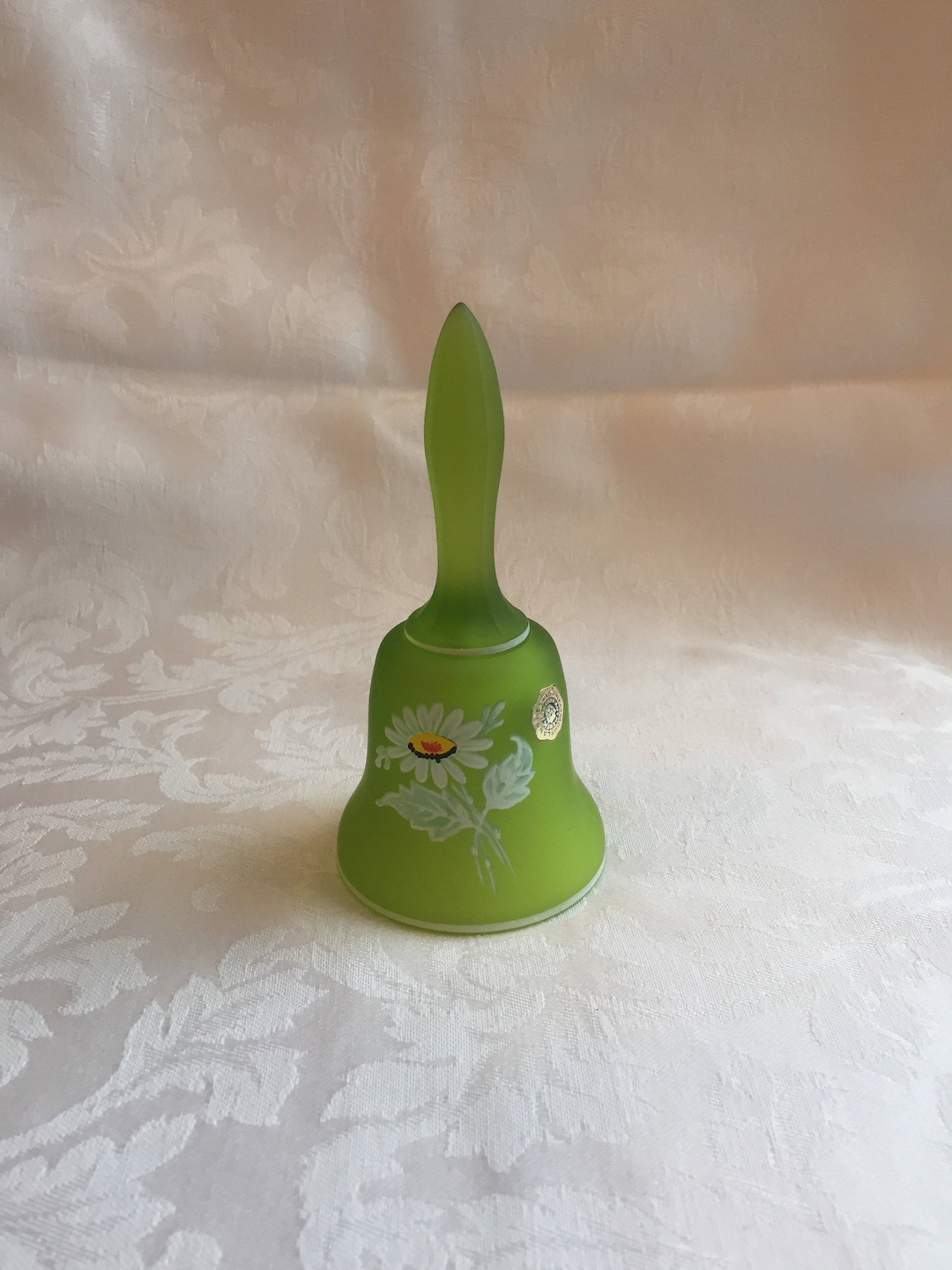 Vintage Westmoreland Frosted Green Glass Bell - Etsy