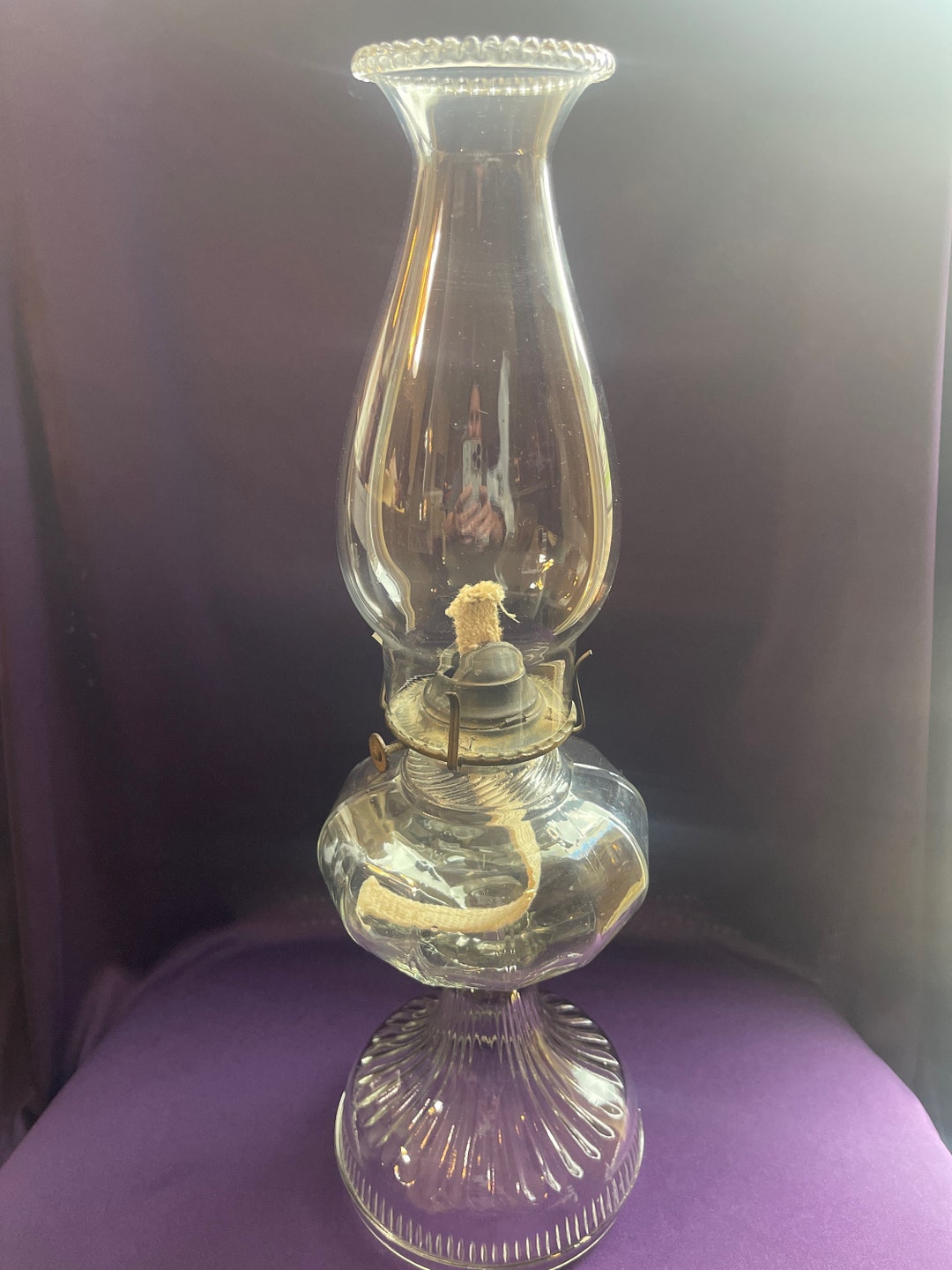 Vintage Glass Oil Lamp, Tall /large Size - Etsy