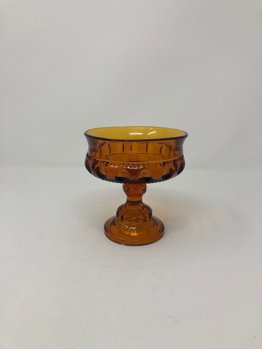 Vintage Amber Glass Compote Dish - Etsy