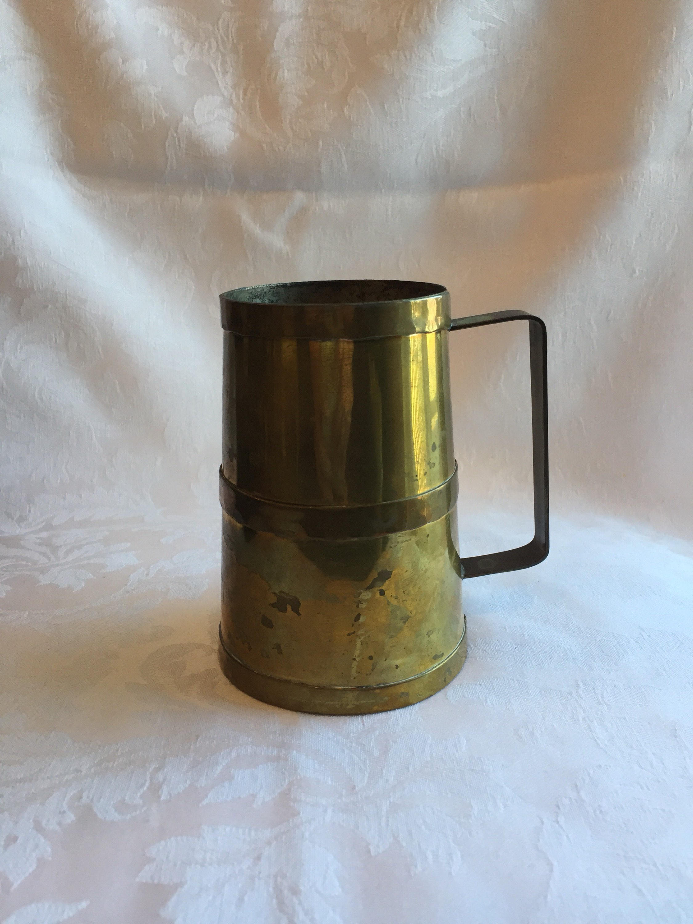 Vintage Rustic Brass Mug With Patina - Etsy