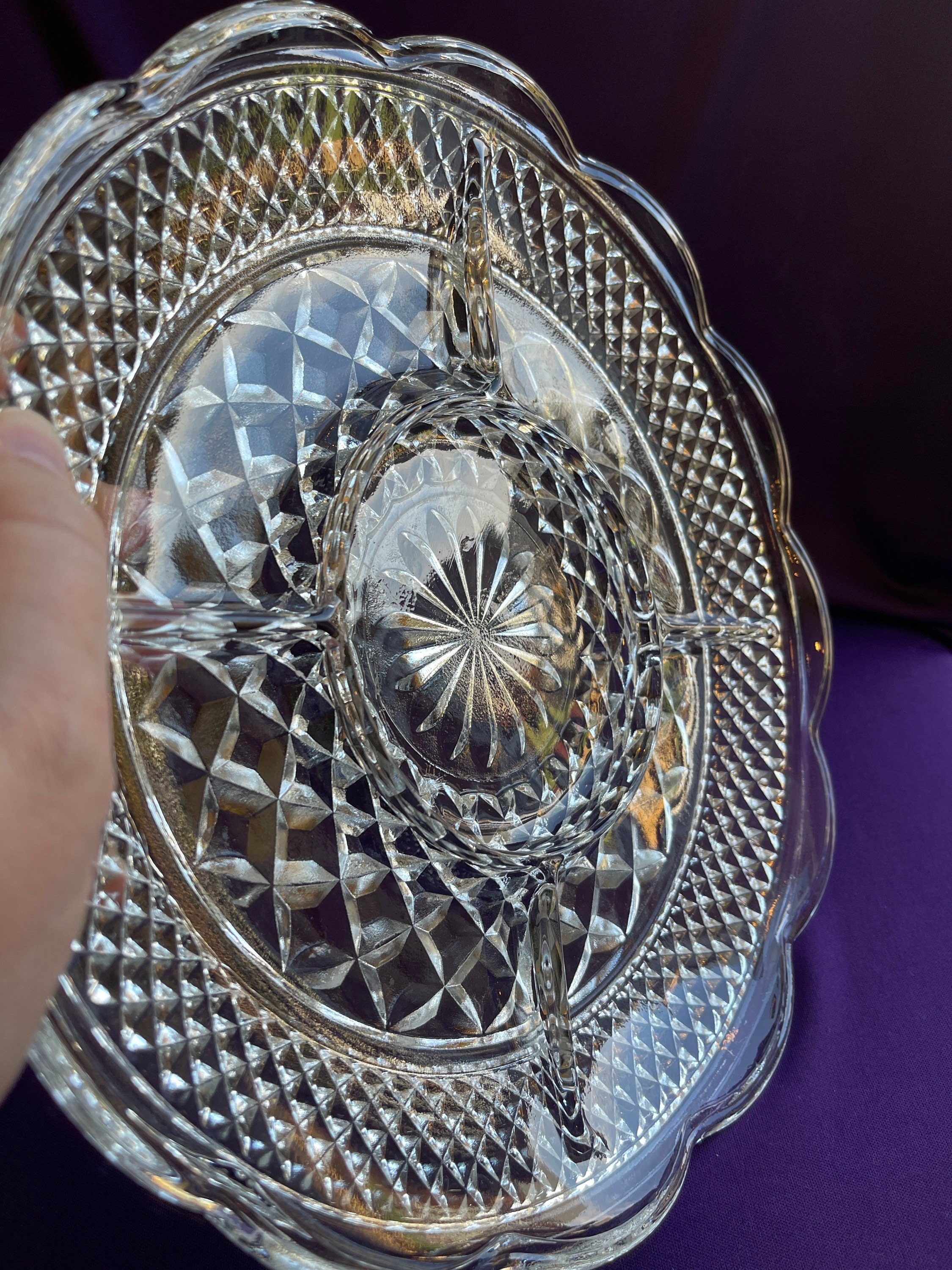 Vintage Medium Size Clear Glass Divided Plate / Tray / | Etsy