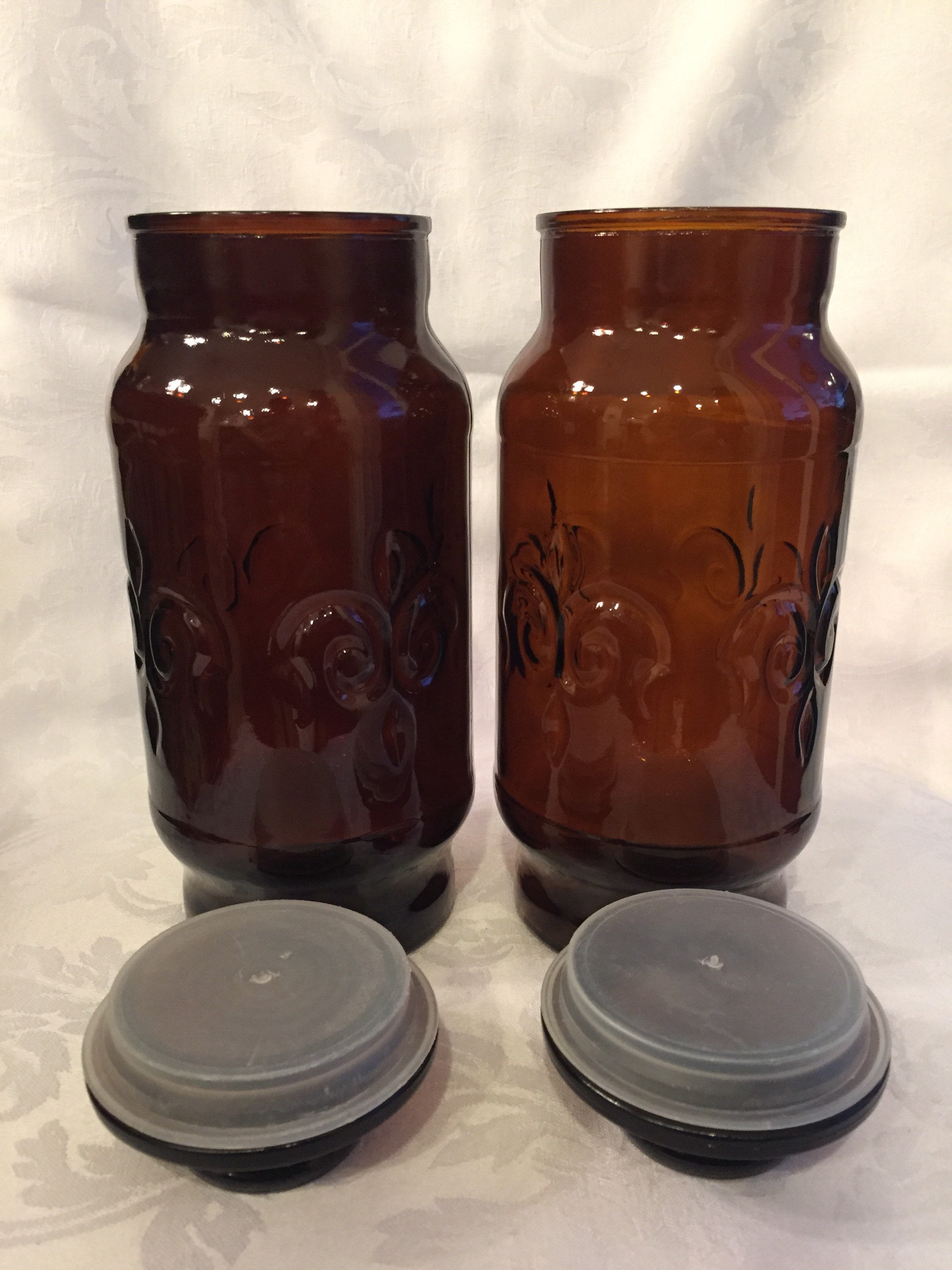 Vintage Brown Glass Storage Containers / Jars | Etsy