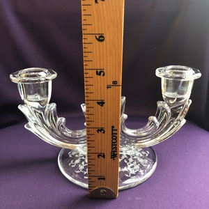Vintage Clear Double Candlestick Holder With Etched Base - Etsy