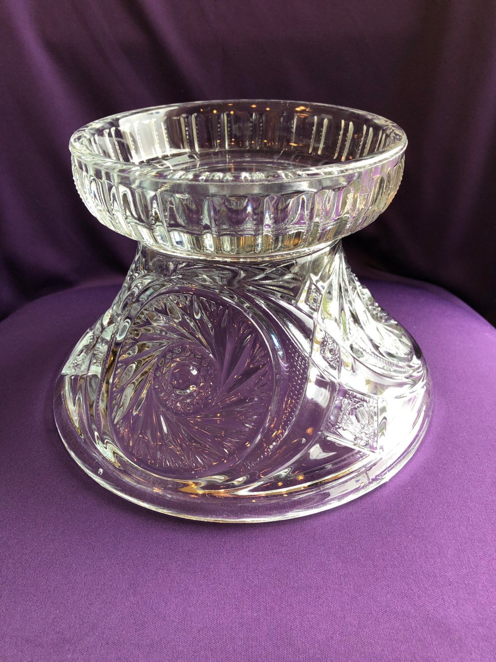 Vintage Clear Glass Punch Bowl With Stand in the Aztec Pattern - Etsy