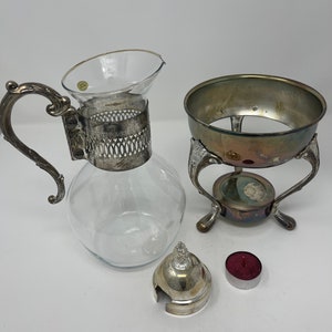 Vintage Glass Coffee Carafe Pitcher Warmer Not Perfect Read Item