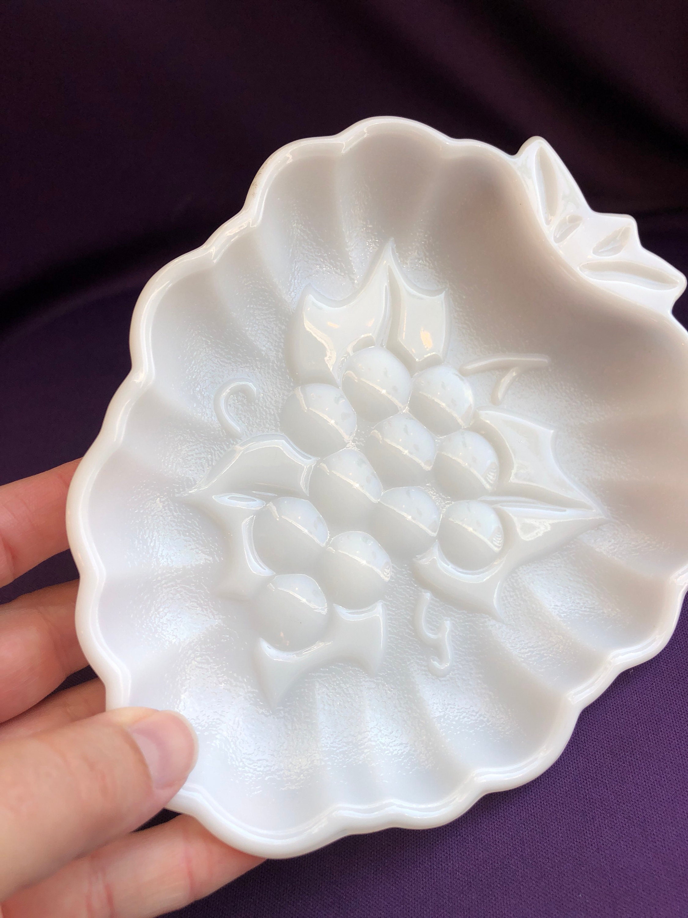 Vintage White Milk Glass Small Tray | Etsy