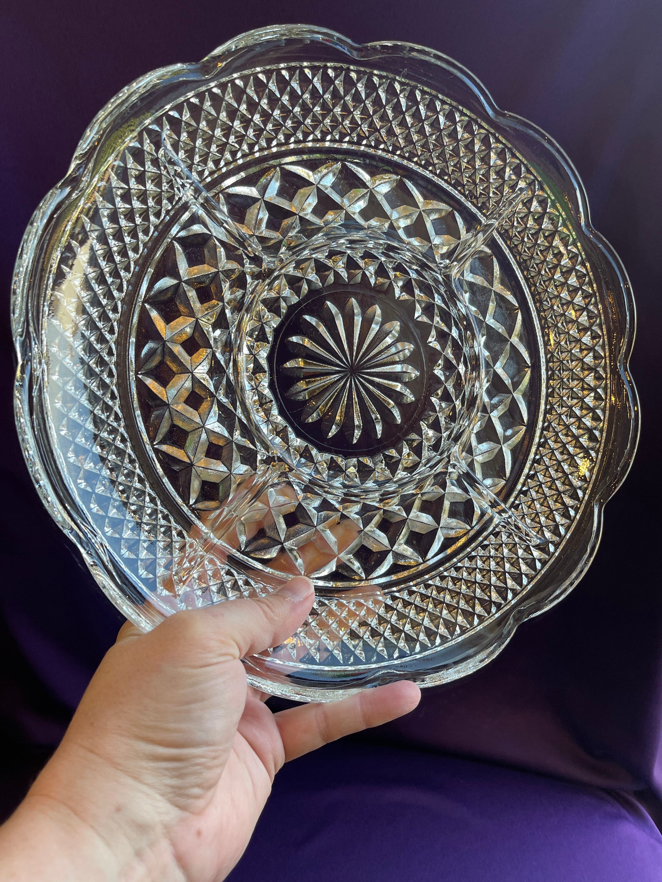 Vintage Medium Size Clear Glass Divided Plate / Tray / | Etsy