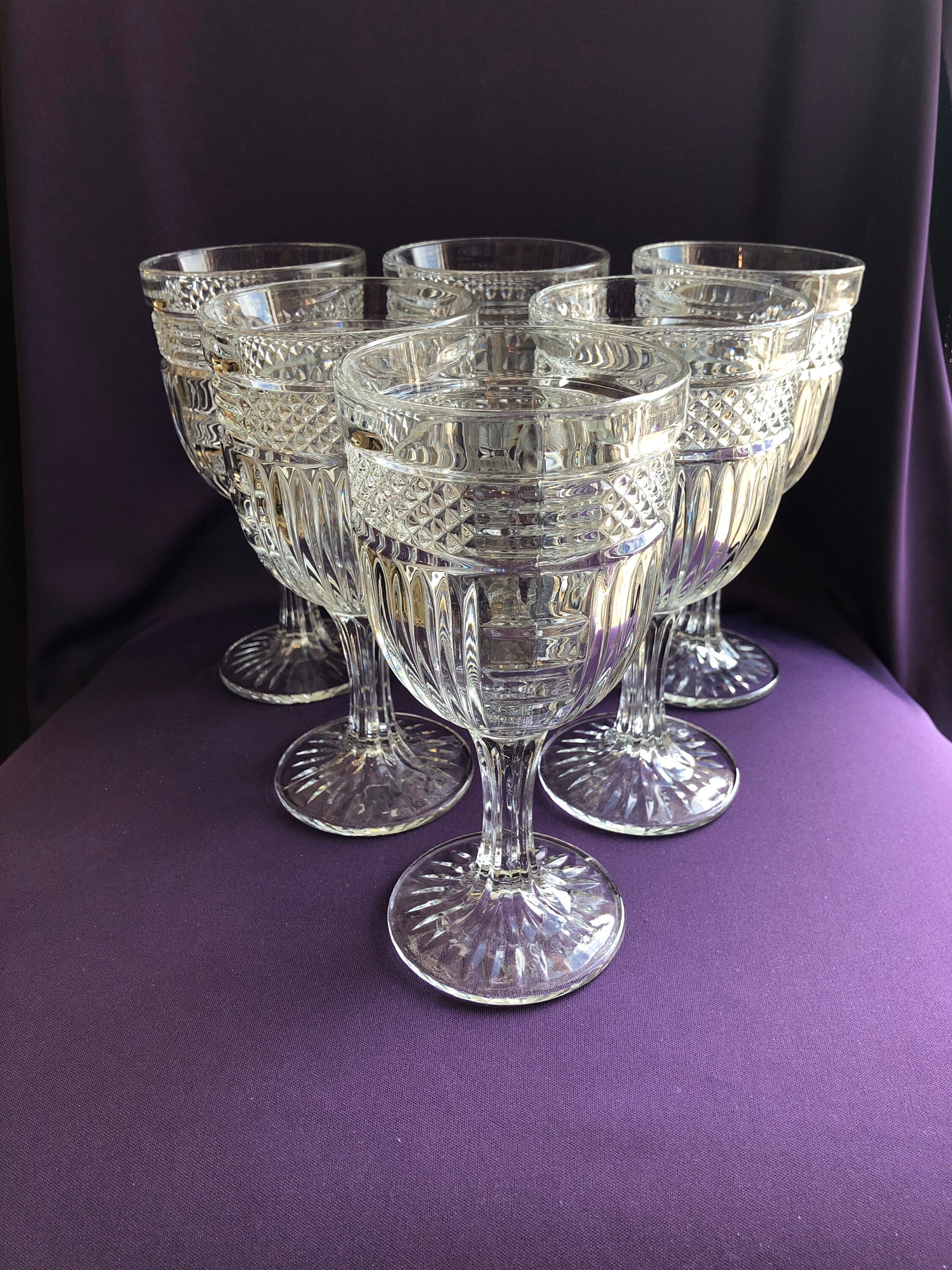 Set of 6 Vintage Clear Glass Goblets - Etsy