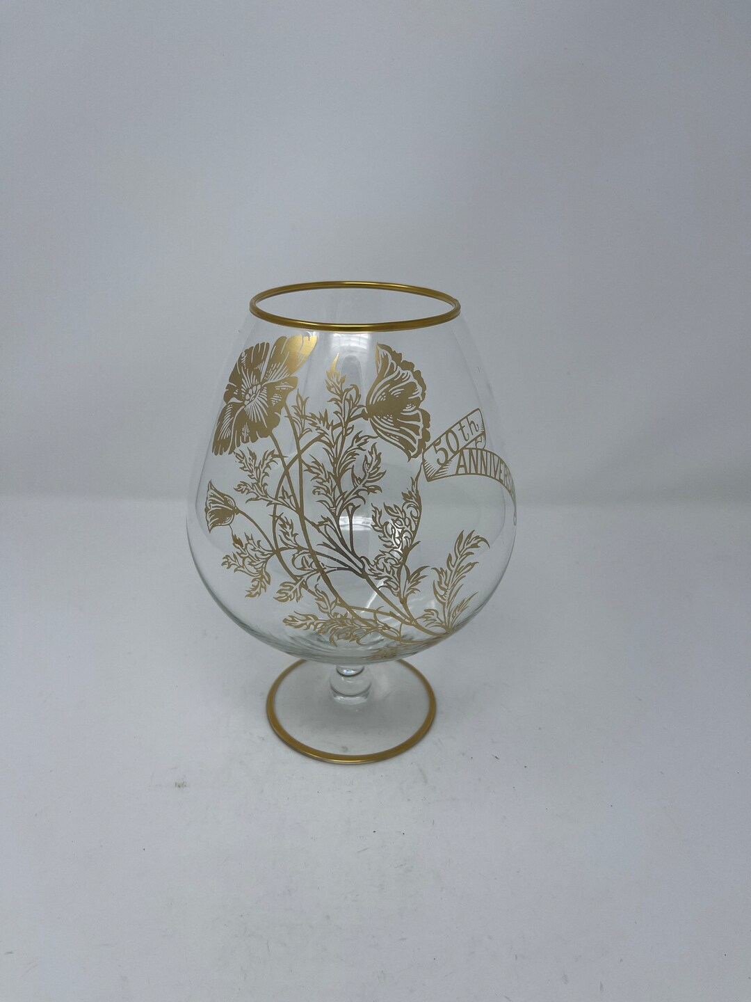 Vintage Clear Glass Huge Brandy Snifter, Golden 50th Anniversary Theme ...