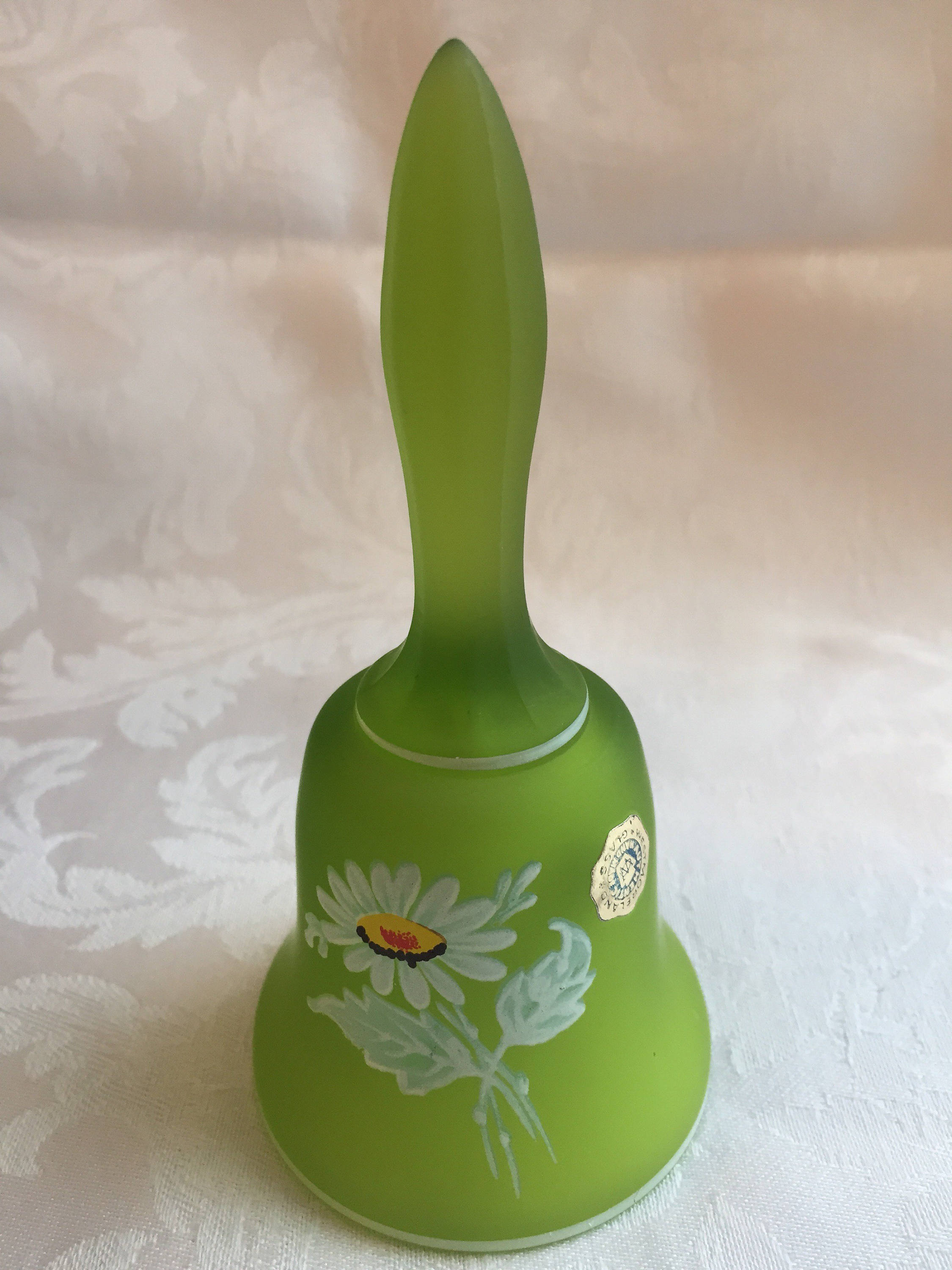 Vintage Westmoreland Frosted Green Glass Bell - Etsy UK