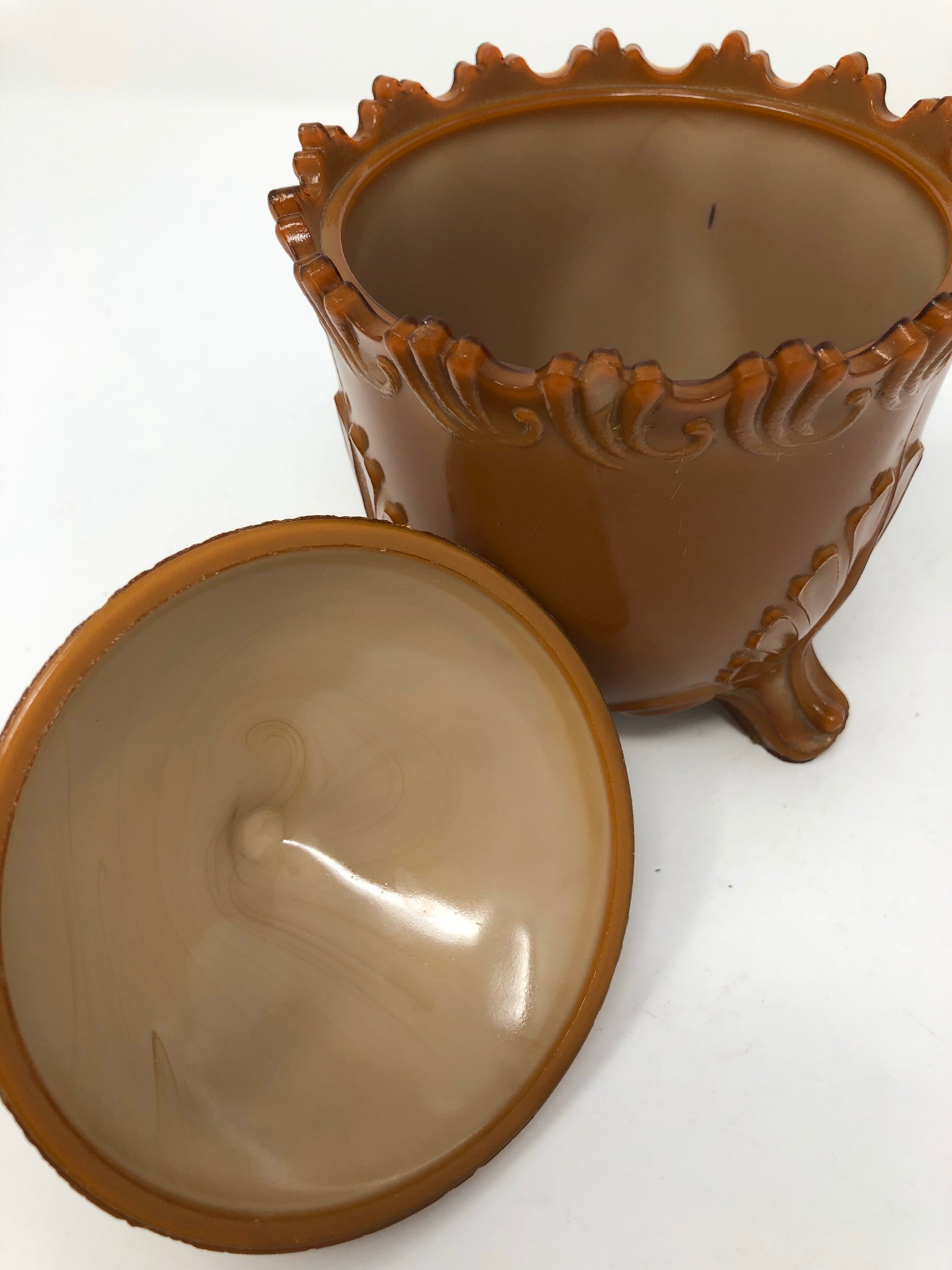 Vintage Chocolate Slag Glass Covered Bowl / Jar not in | Etsy