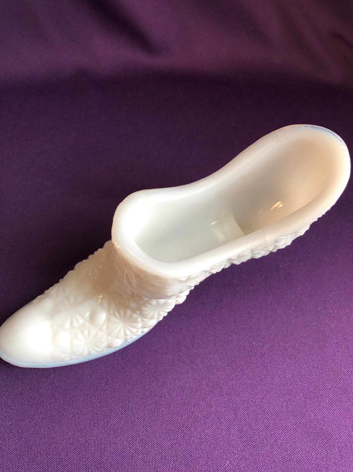 Vintage white milk glass slipper | Etsy