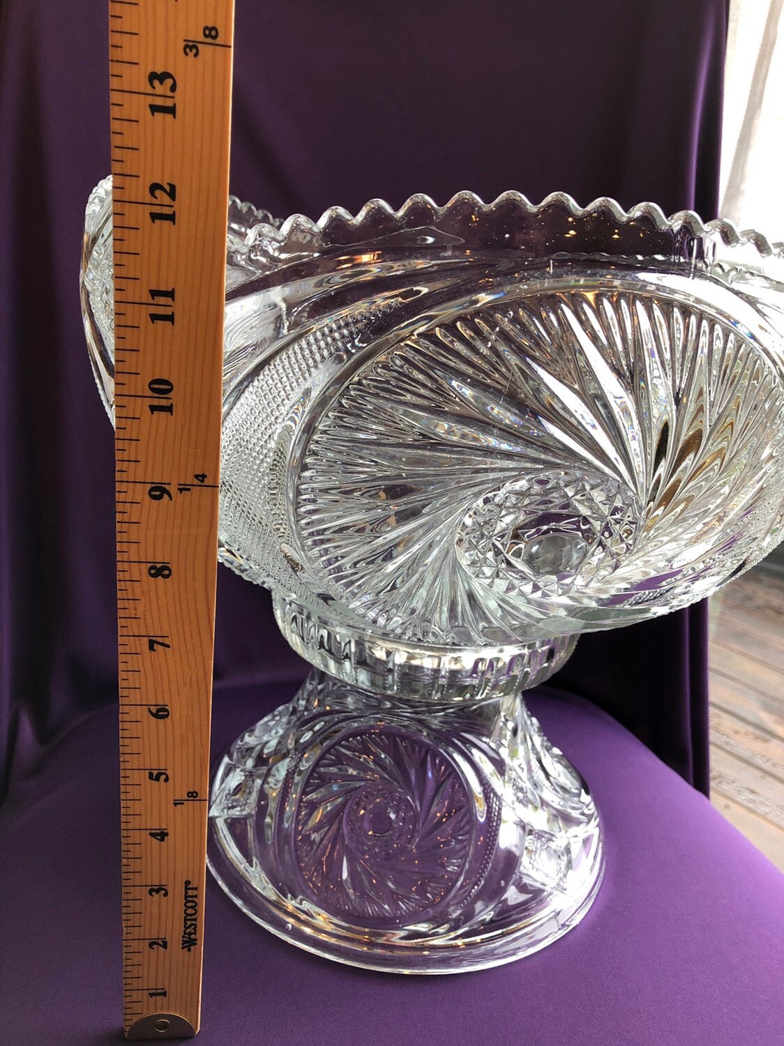 Vintage Clear Glass Punch Bowl With Stand in the Aztec Pattern - Etsy