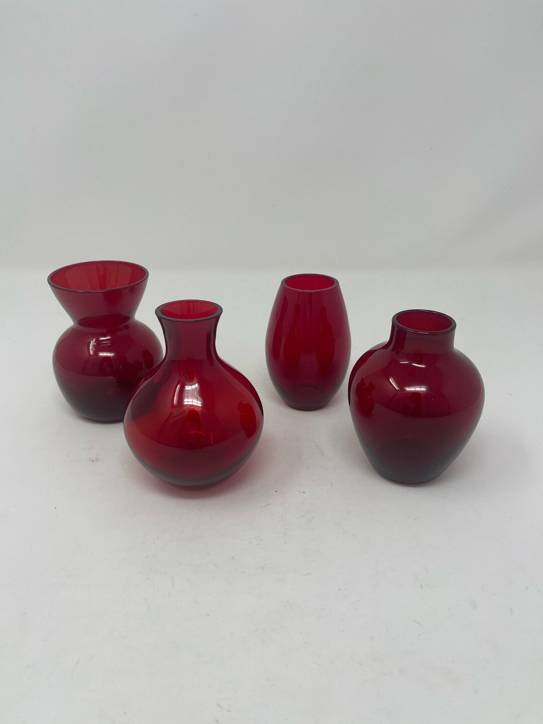 Vintage Ruby Red Glass Small / Mini Vases Set of 4 - Etsy