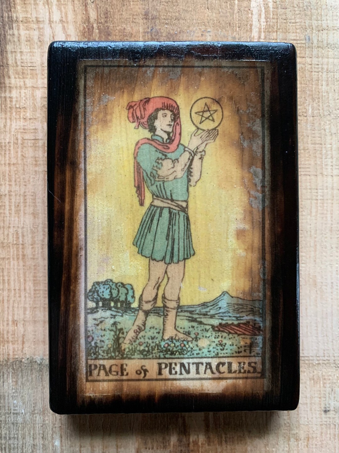 Wooden Tarot Card - the Page of Coins / Pentacles - Etsy