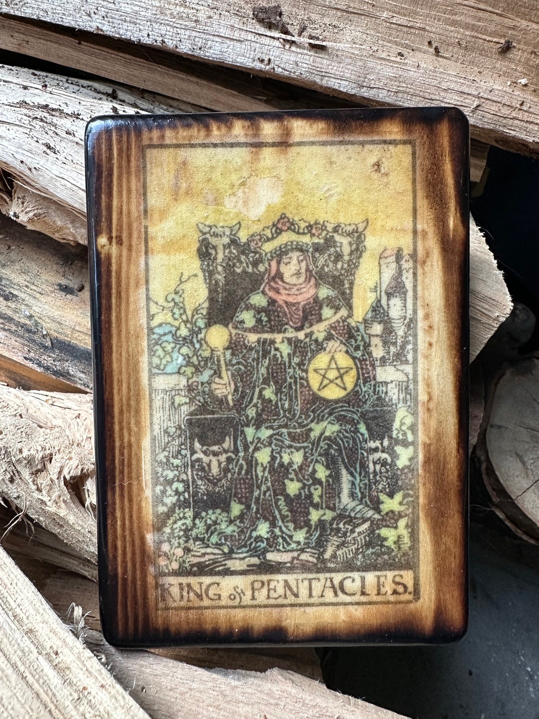 Wooden Tarot Card King of Coins/pentacles 2 - Etsy