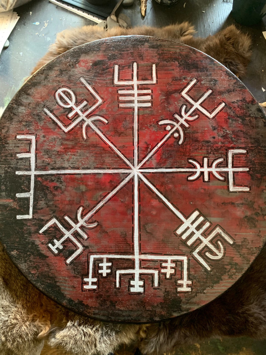 Vegvisir Nordic Viking Compass Wooden Handpainted Wall Panel/plaque - Etsy