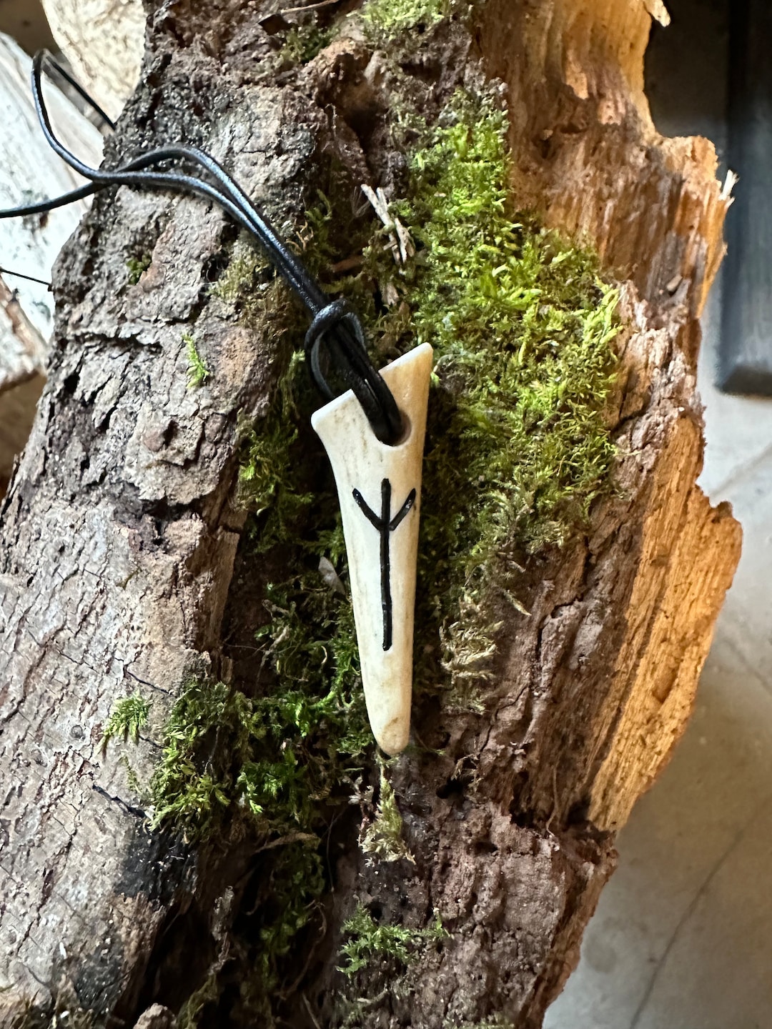 Genuine Deer Antler Nordic Rune Pendant Necklace Protection ALGIZ - Etsy