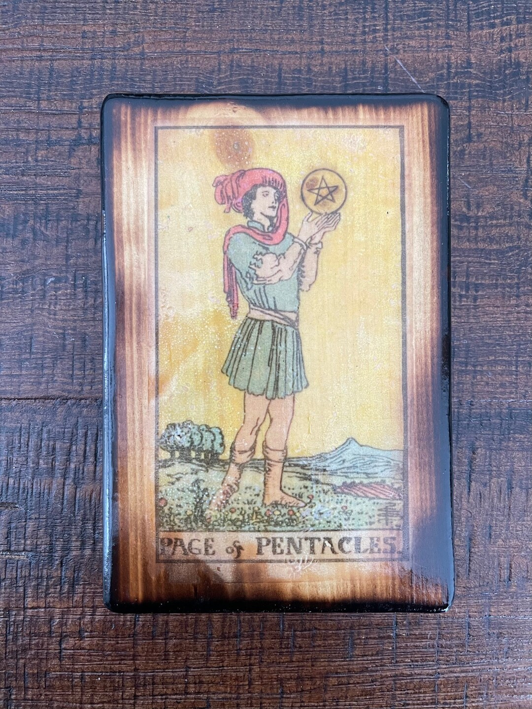 Wooden Tarot Card - the Page of Coins / Pentacles #2 - Etsy