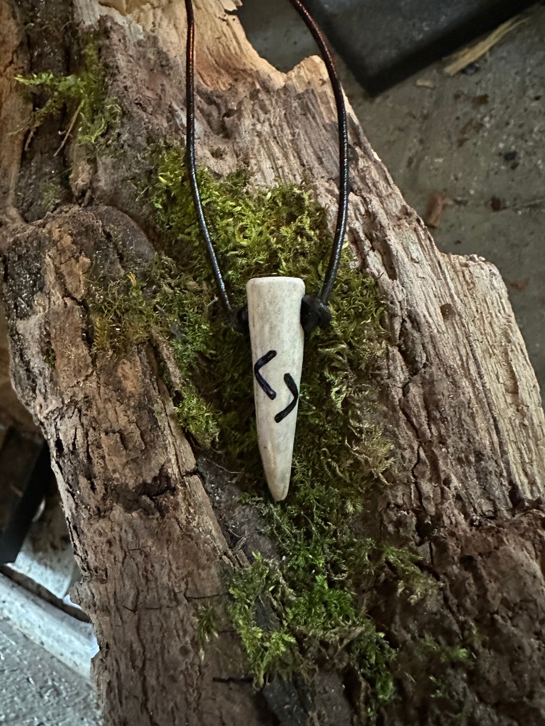 Genuine Deer Antler Nordic Rune Pendant Necklace - JERA - Etsy