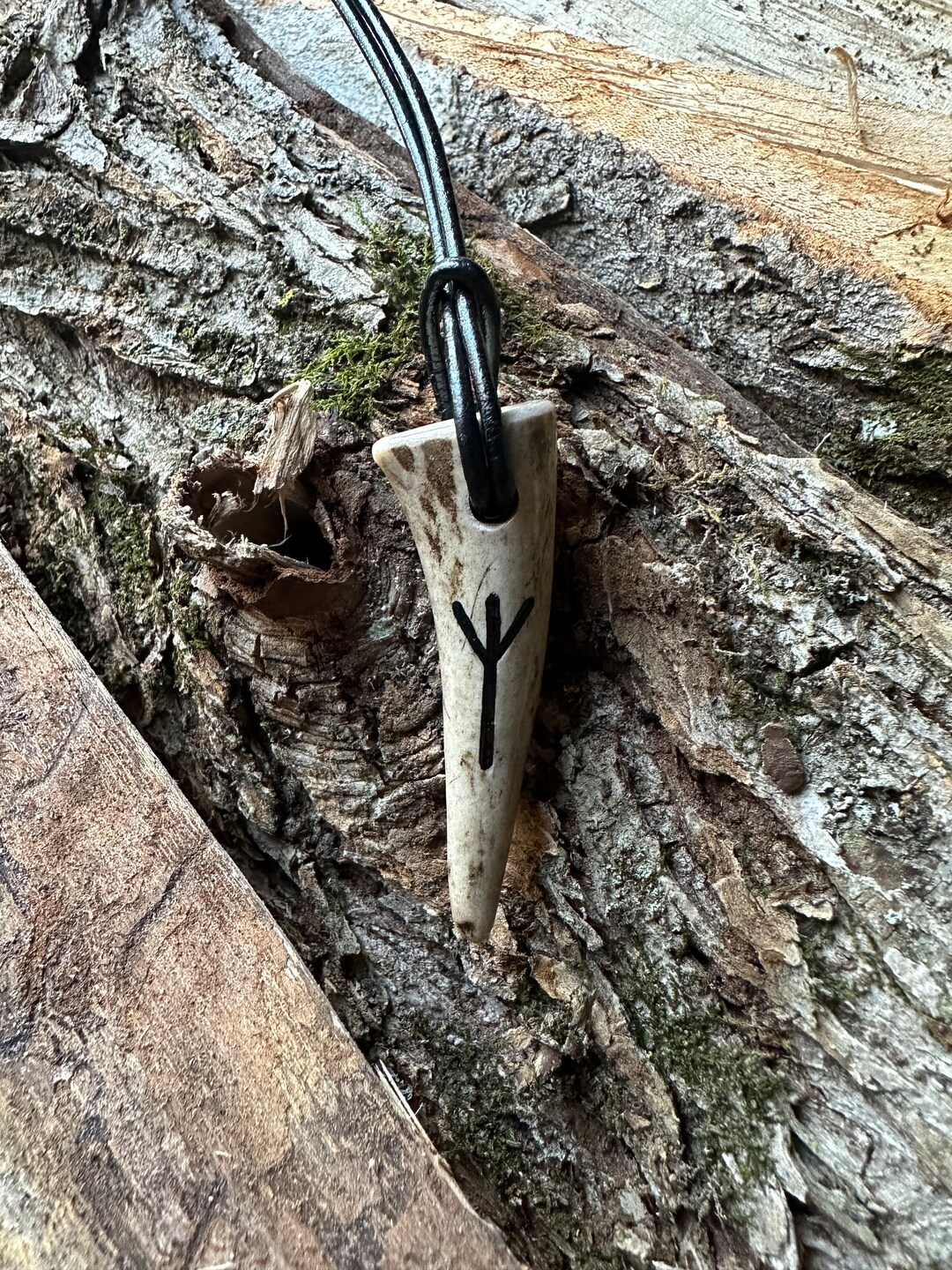 Genuine Deer Antler Nordic Rune Pendant Necklace Protection ALGIZ - Etsy