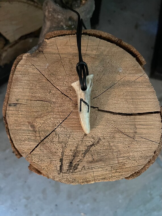 Genuine Deer Antler Nordic Rune Pendant Necklace Strength - Etsy