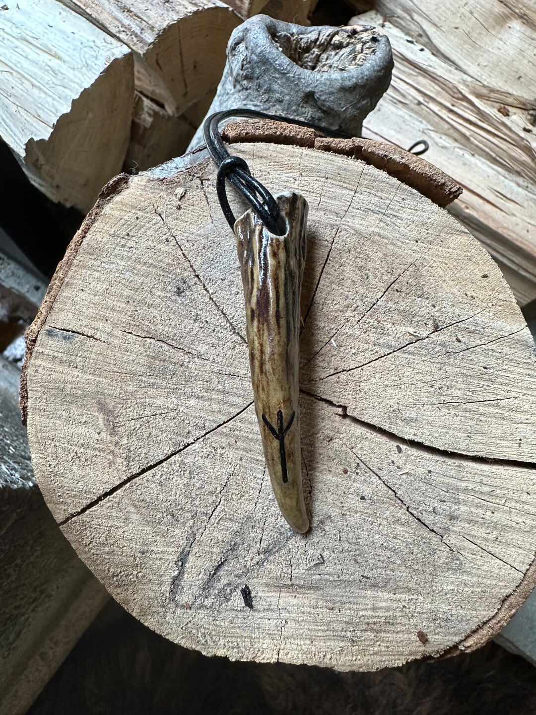 Genuine Deer Antler Nordic Rune Pendant Necklace Protection ALGIZ - Etsy