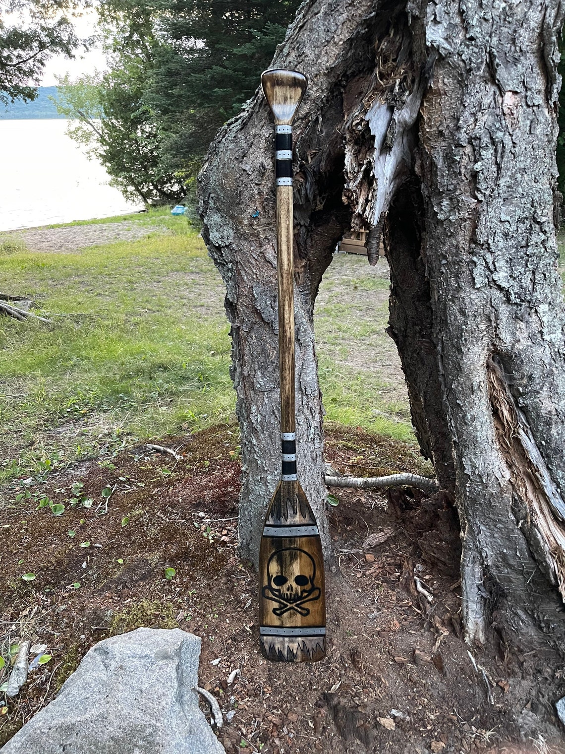 Hand Carved Wooden Canoe Paddle Skull and Crossbones - Etsy