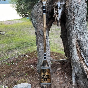 Hand Carved Wooden Canoe Paddle Skull and Crossbones Pirate - Etsy