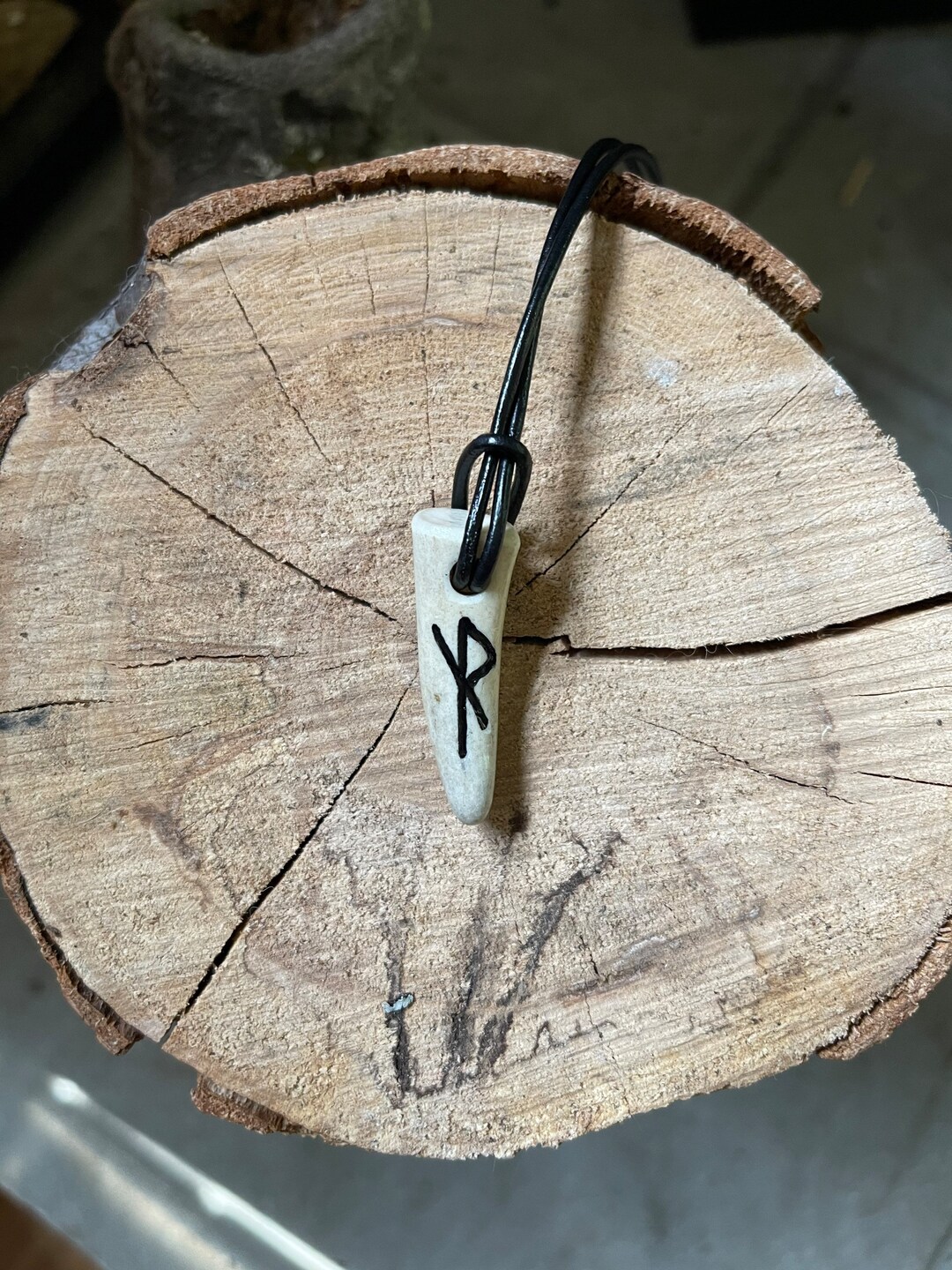 Genuine Etched Real Deer Antler Nordic Rune Pendant Necklace Safe ...