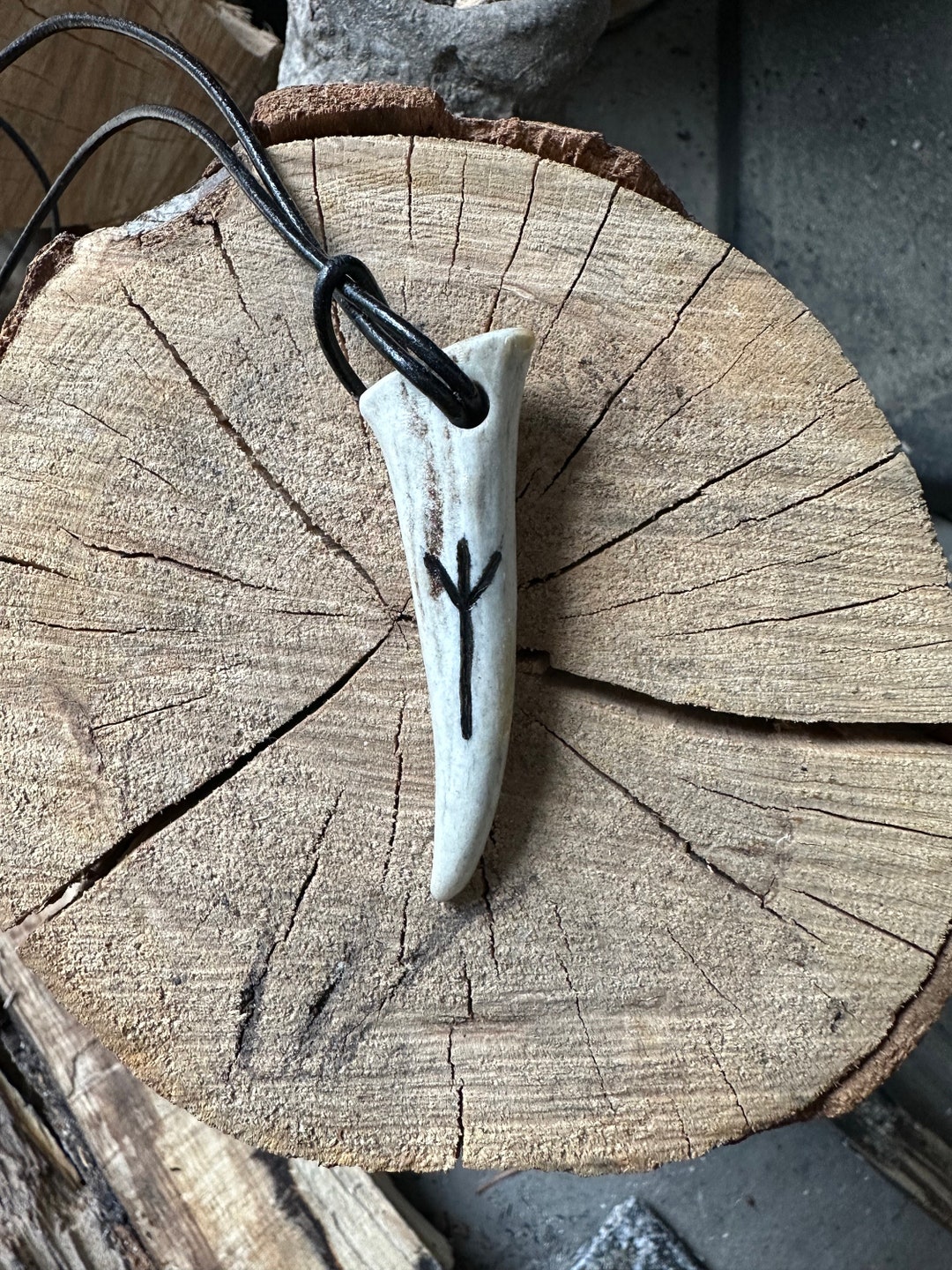 Genuine Deer Antler Nordic Rune Pendant Necklace Protection ALGIZ - Etsy