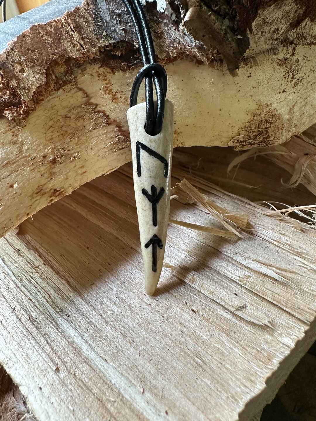 Genuine Deer Antler Nordic Rune Pendant Necklace Justice Protection ...