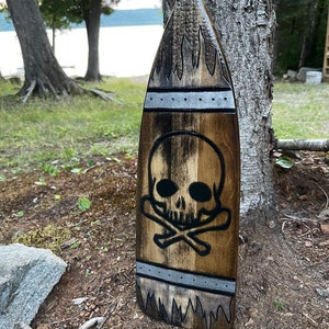 Hand Carved Wooden Canoe Paddle Skull and Crossbones Pirate - Etsy