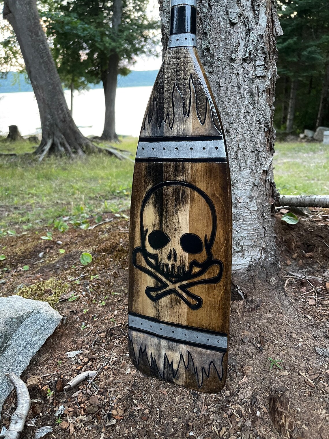 Hand Carved Wooden Canoe Paddle Skull and Crossbones - Etsy