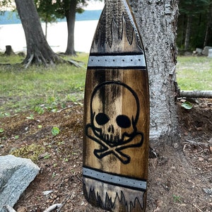 Hand Carved Wooden Canoe Paddle Skull and Crossbones Pirate - Etsy