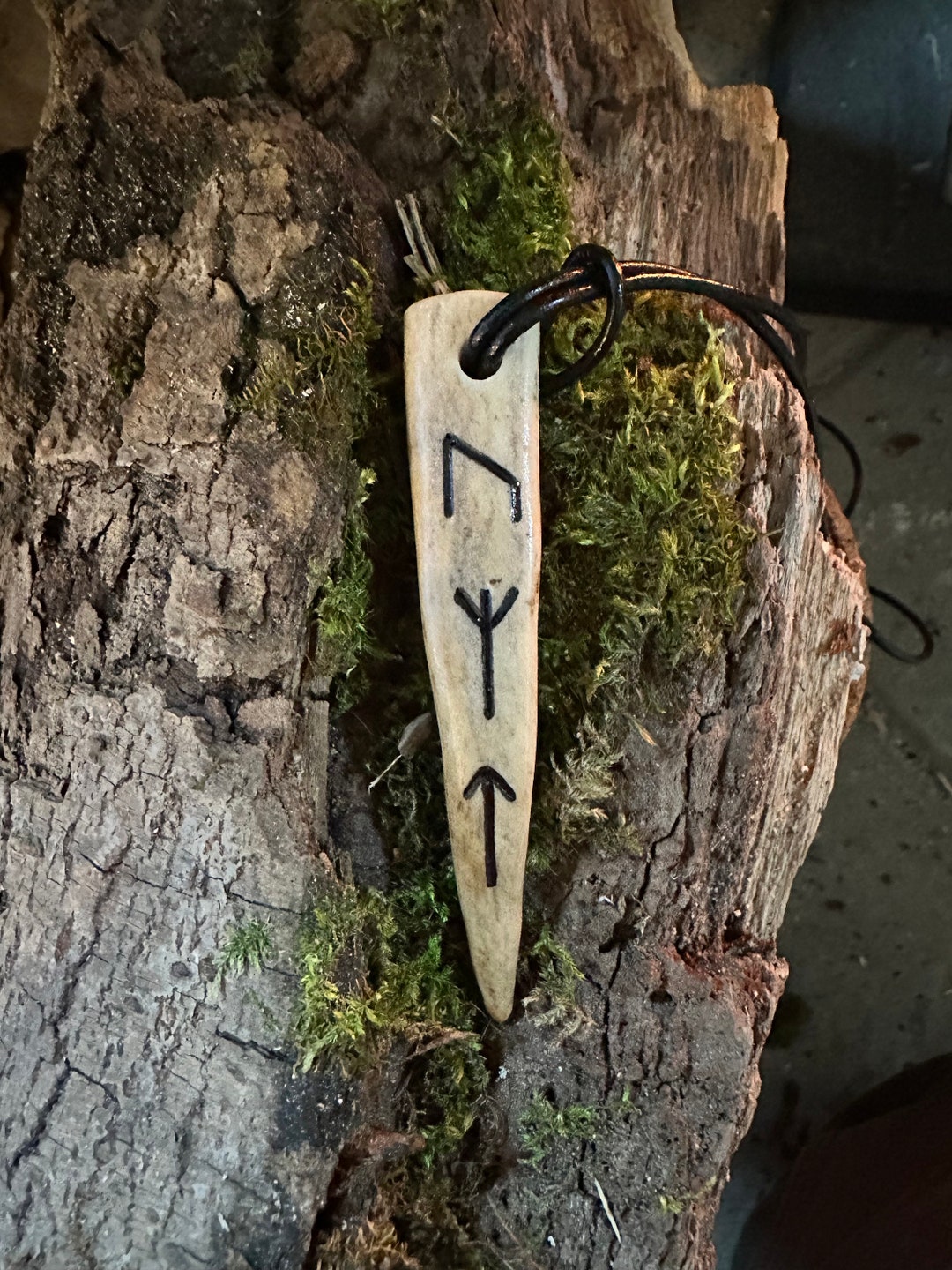 Genuine Deer Antler Nordic Rune Pendant Necklace - Justice Protection ...