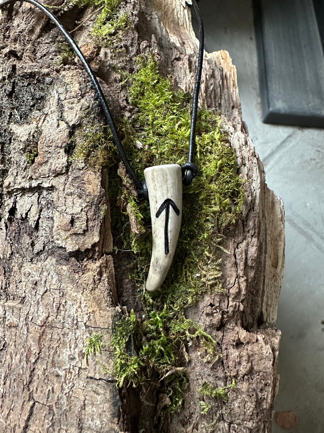 Genuine Deer Antler Nordic Rune Pendant Necklace - Justice - TIWAZ - Etsy