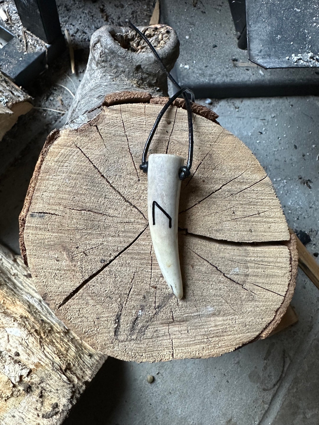Genuine Deer Antler Nordic Rune Pendant Necklace - Strength - URUZ - Etsy