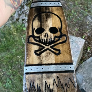 Hand Carved Wooden Canoe Paddle Skull and Crossbones Pirate - Etsy
