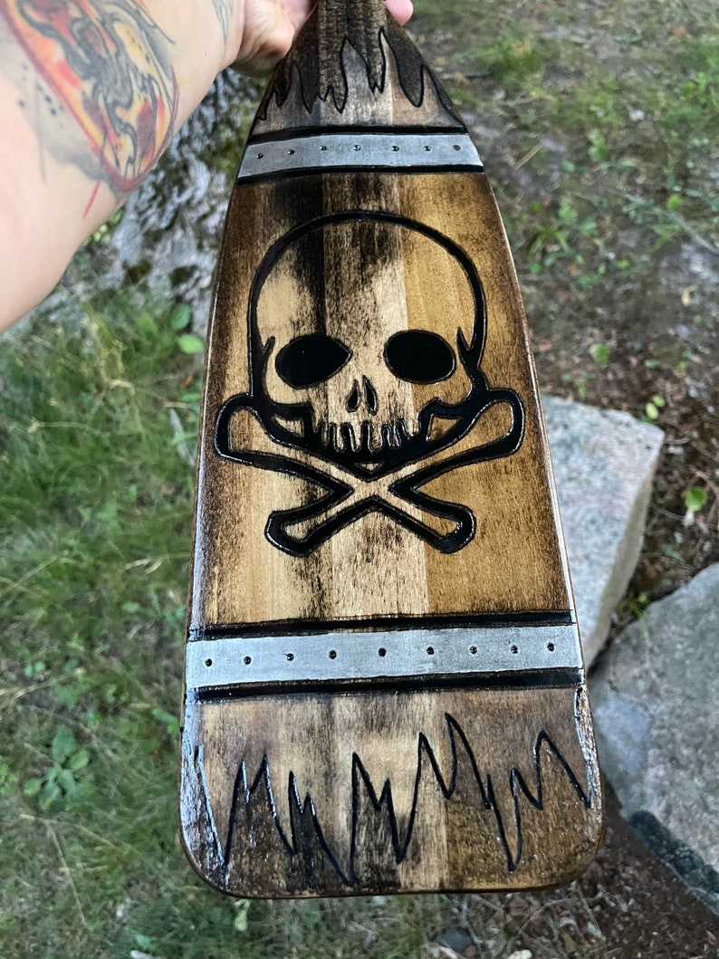 Hand Carved Wooden Canoe Paddle Skull and Crossbones - Etsy