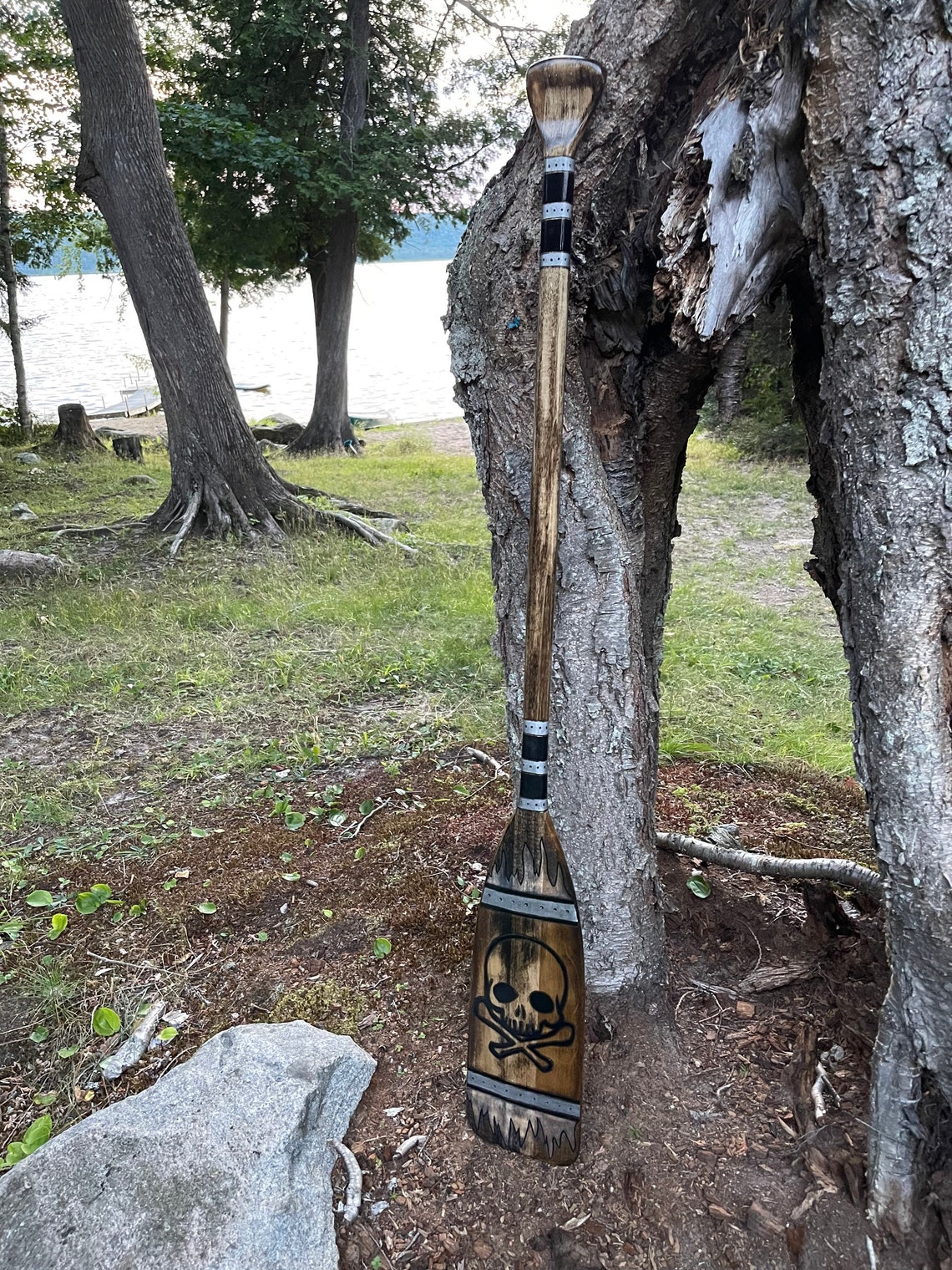 Hand Carved Wooden Canoe Paddle Skull and Crossbones - Etsy