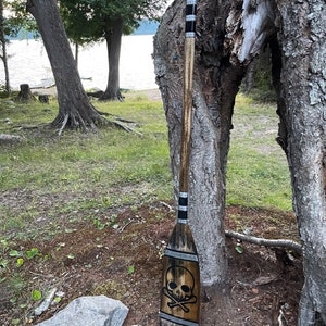 Hand Carved Wooden Canoe Paddle Skull and Crossbones Pirate - Etsy