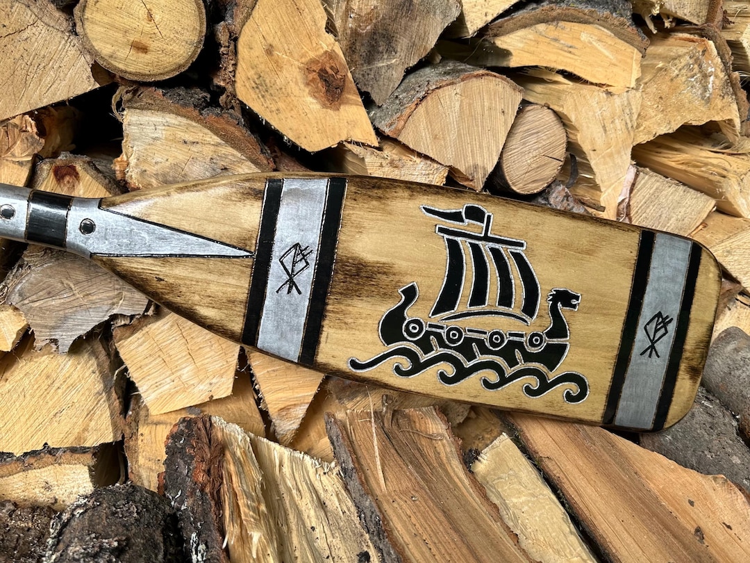 Hand Carved Wooden Canoe Paddle Viking Ship - Etsy